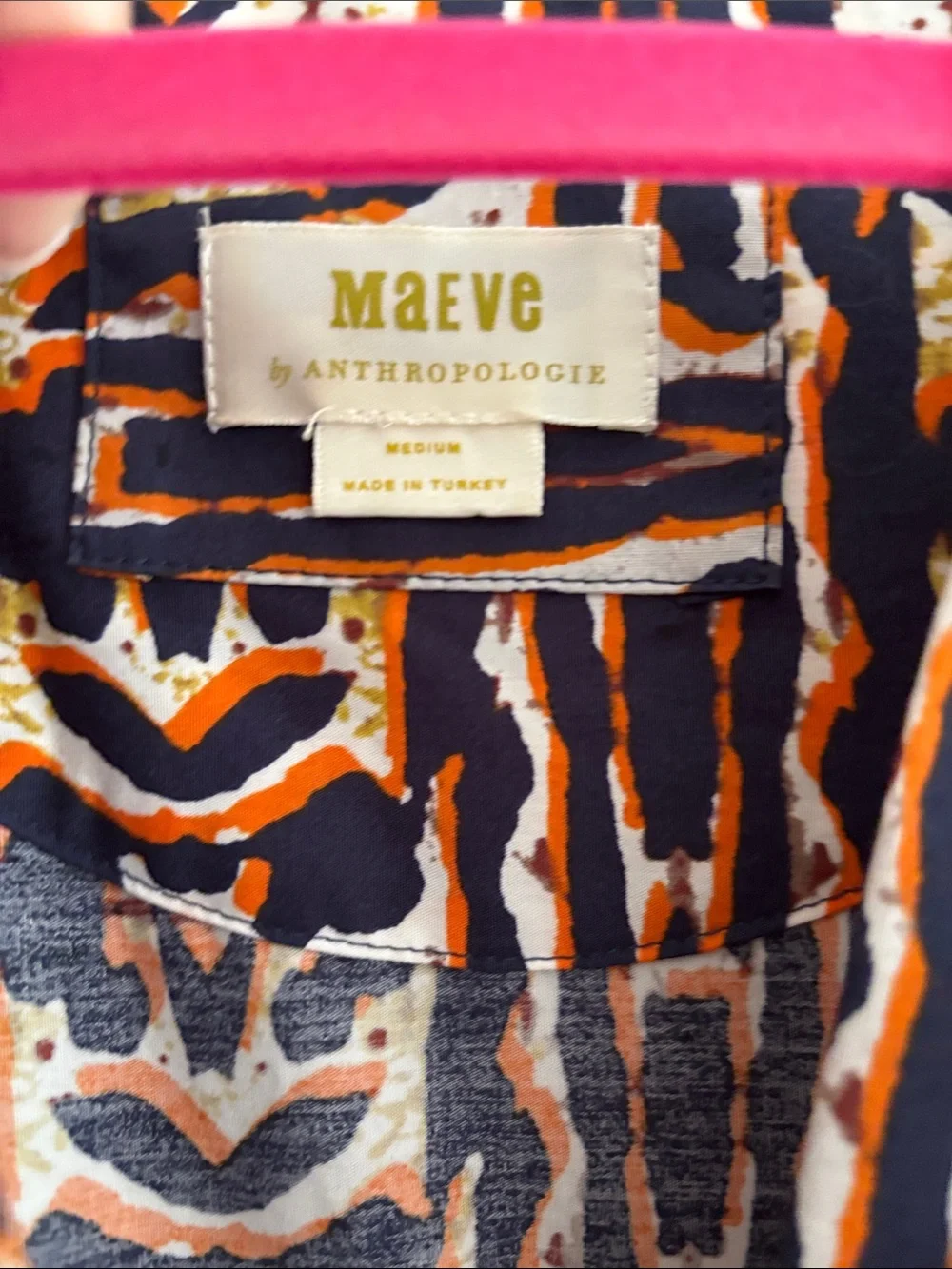 Maeve | Dresses | Printed Vneck Midi Dress In Orange And Blue | Poshmark